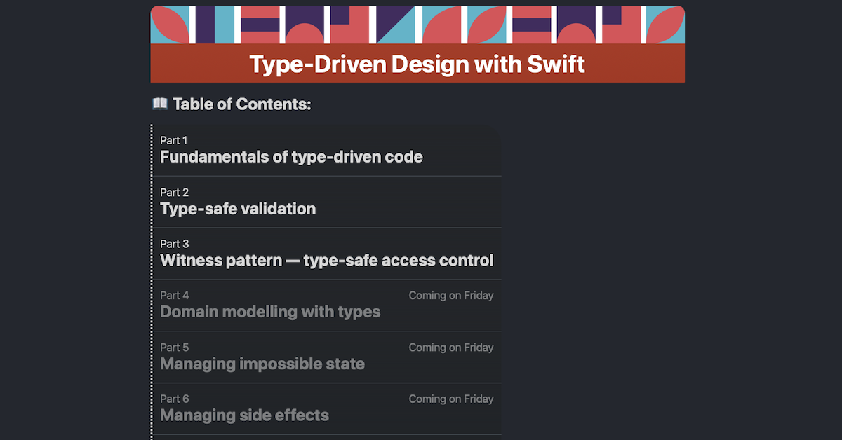 Type Driven Design With Swift Swiftology